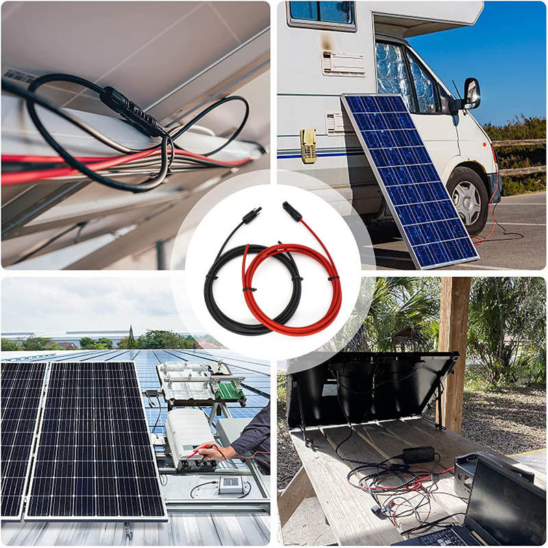 Red Black 20FT 12AWG Solar Panel Extension Cable With Female And Male ...