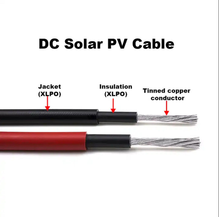 Black / Red Solar Direct Current Cable For Extreme Temperature ...