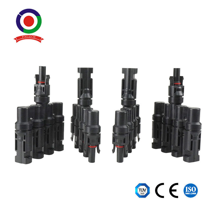 2 Pairs Solar Branch Connector T Type 1 To 4 MMMMF + FFFFM For Parallel Connection