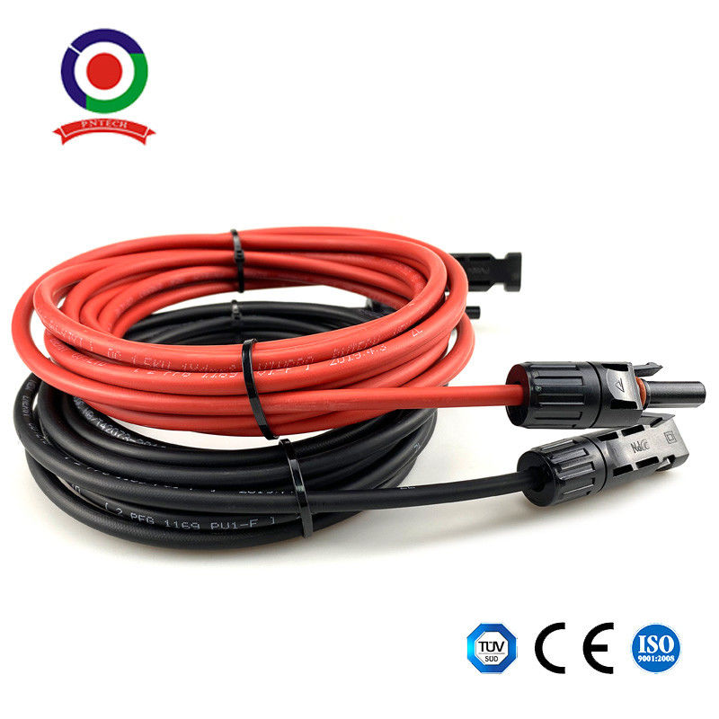 Black UV Resistance 4mm2 6mm2 PV Solar Panel Extension Cable For Solar ...