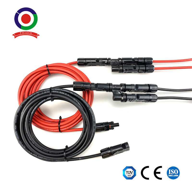 Black And Red Uv Resistance 4mm2 6mm2 Pv Connector Solar Panel ...