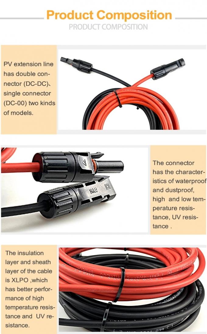 Black Solar Panel Extension Cable 10 Feet 10AWG 6mm2 Solar Extension Cable