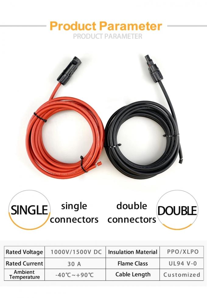 10meters Double Solar Adaptor Cable 6mm2 30A DC Extension Cable